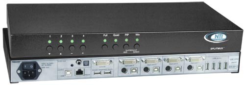 Quad Screen Multiviewer Splitter Video DVI VGA Display Sources