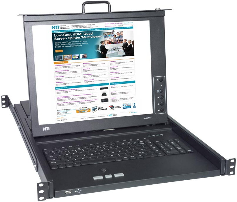 Rackmount 1RU SUN USB KVM Drawer rack mount keyboard LCD monitor shelf